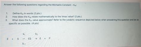 Solved For An Enzyme Which Obeys Michaelis Menten