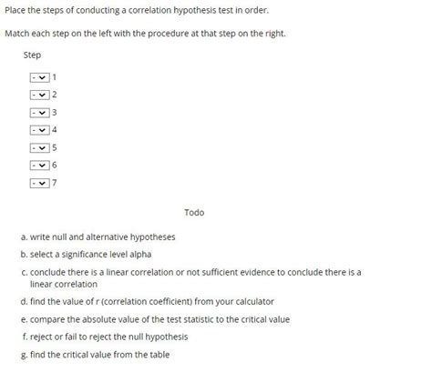 Solved Place The Steps Of Conducting A Correlation