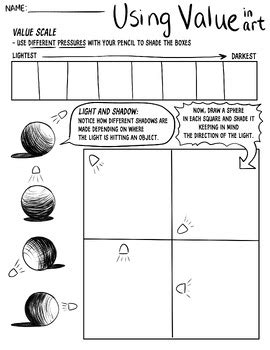 Practicing Value Worksheet By Griffin Art Resources Tpt