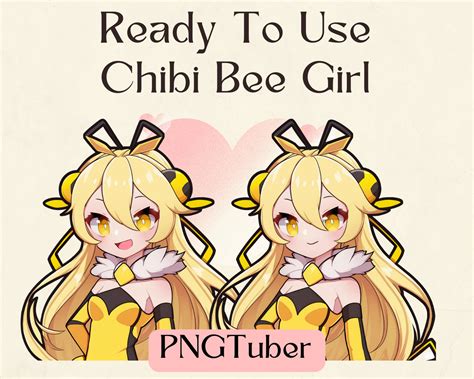 Ready To Use Pngtuber Cute Chibi Bee Girl 2 Expressions Png Files