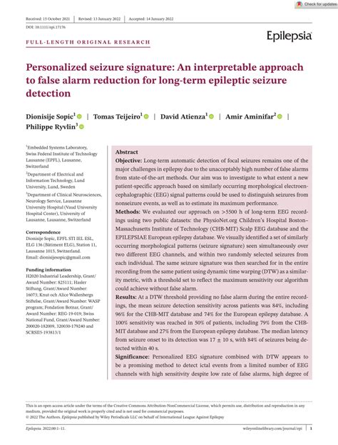 Pdf Personalized Seizure Signature An Interpretable Approach To
