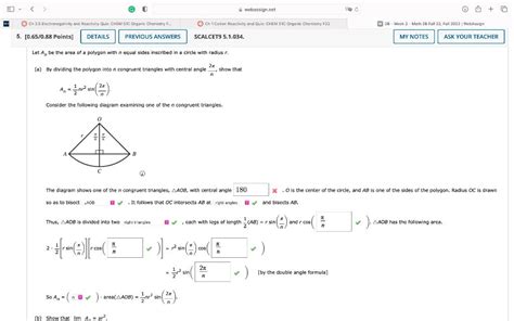 Solved Let An Be The Area Of A Polygon With N Equal Sides Chegg