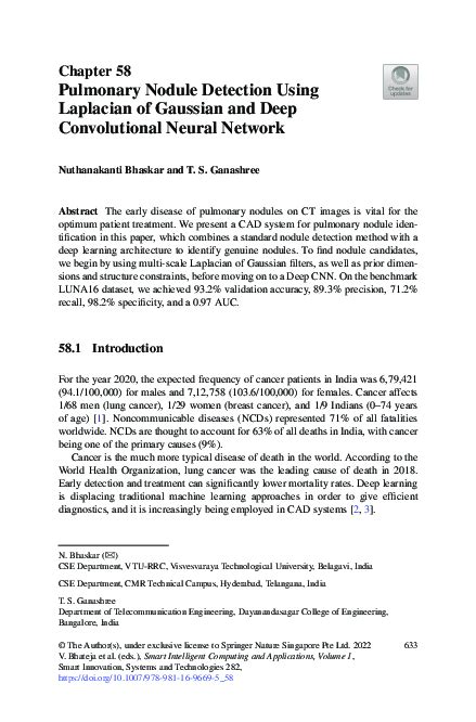 Pdf Pulmonary Nodule Detection Using Laplacian Of Gaussian And Deep