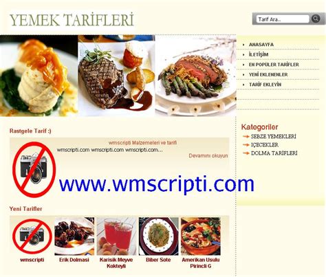Yemek Tarifi Scripti Php Yemek Scriptiyemek Tarifi Scriptleri Wm
