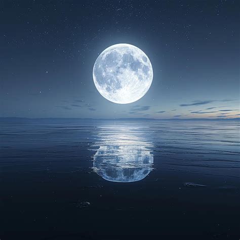 Premium Photo A Full Moon Is Reflected In The Water And The Moon Is