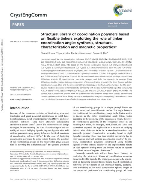 Pdf Structural Library Of Coordination Polymers Based On Flexible