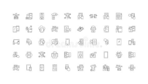 Cell Phone Ideas Linear Icons Line Signs Set Vector Collection Stock Illustration