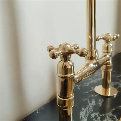 Unlacquered Solid Brass 8 Brass Bridge Faucet Simple Etsy