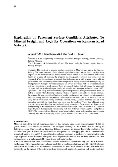 2 Exploration On Pavement Surface Conditions Attributed To Mineral Exploration On Pavement
