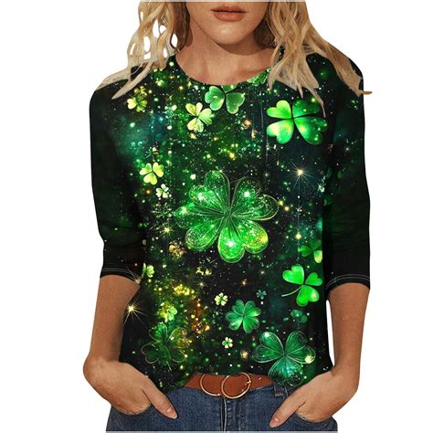 Blouse Tops For Women Workwomens St Patrick Day T Shirt Shamrock