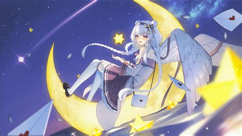 Cluseller Elia Stellaria V Dere Highres 1girl D Bare Shoulders Blush Braid Crescent