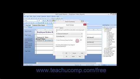 Crystal Reports 2013 Tutorial Summarizing Groups Business Objects Training Youtube