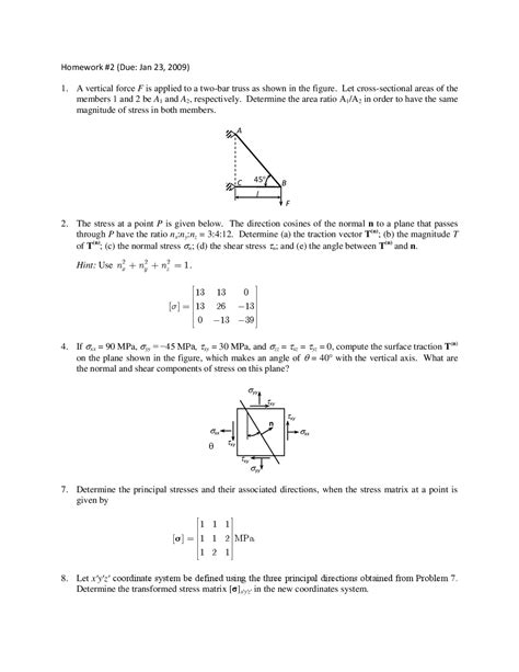Homework 2 Questions Finite Elementary Analysis Design Eml 4500 Docsity
