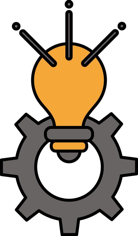 Cogwheel And Illuminated Bulb Icon In Gray And Orange Color 24973416 Vector Art At Vecteezy