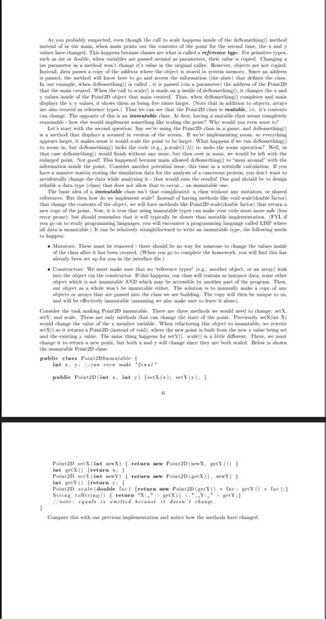 solved implementing an immutable data type summary uning