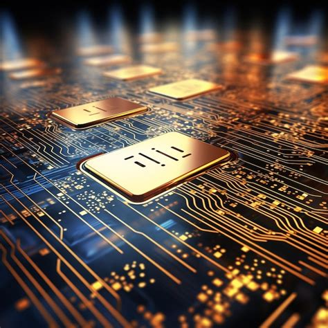 Premium Photo Futuristic Microchip Processor With Lights On The Blue