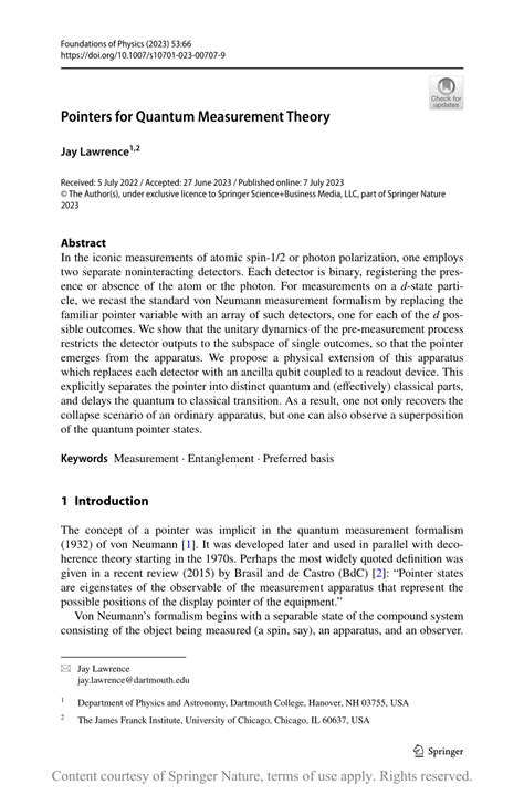 Pointers For Quantum Measurement Theory