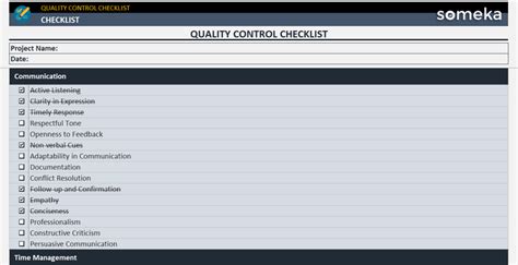 Quality Control Checklist Excel Template
