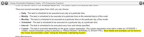 scheduled database task between certain times ifs community