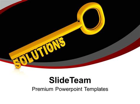Golden Key With Word Solutions Powerpoint Templates PPT Backgrounds For Slides PowerPoint