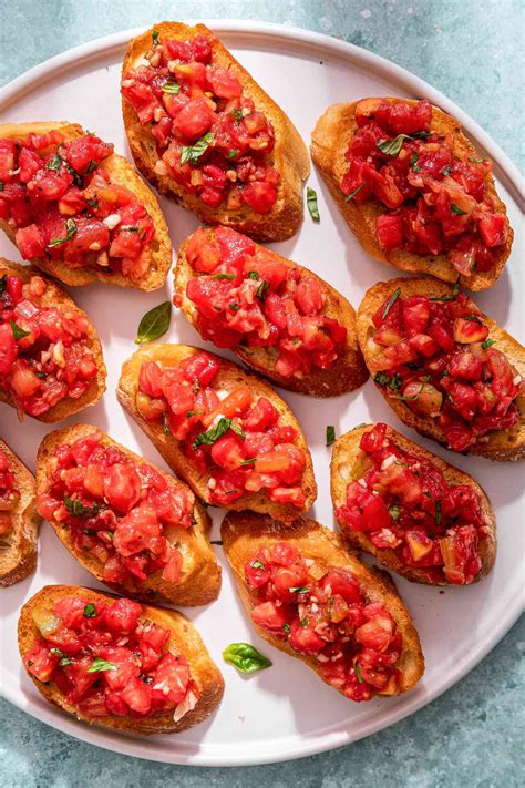 Bruschetta With Tomato And Basil Chopped Fresh Tomatoes With Garlic