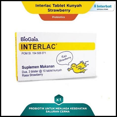 Jual Interlac Probiotik Tablet Kunyah Strawberry 3 Blister 10 Tablet Shopee Indonesia