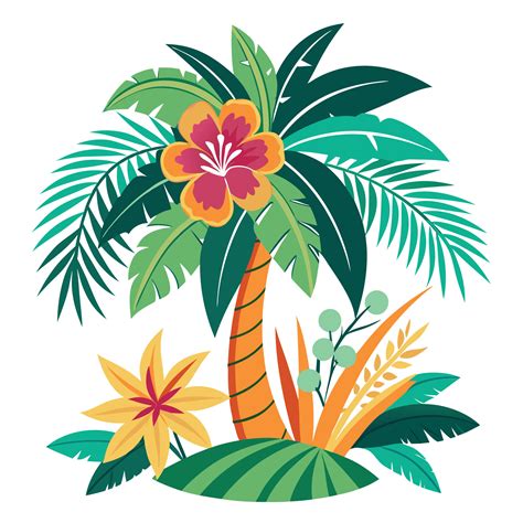 Tropical Vintage Palm Tree Floral Clip Art 48034292 Vector Art At Vecteezy