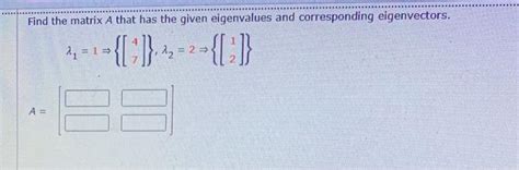 Solved Find The Matrix A That Has The Given Eigenvalues And