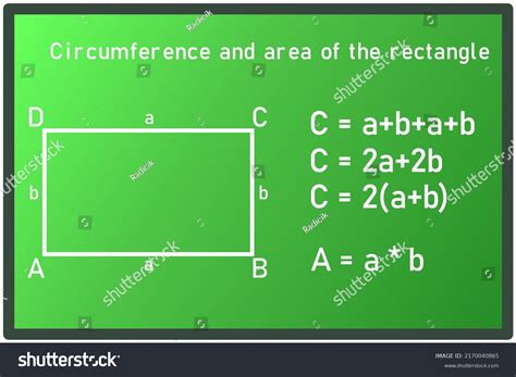 Graphic Representation Circumference Area Rectangle Equation Stock Vector Royalty Free