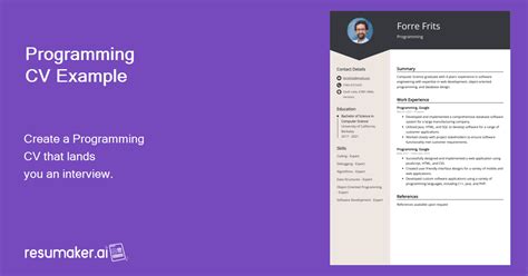Programming CV Examples Template Tips