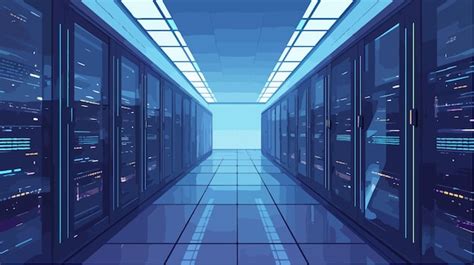 Modern Data Center With Illuminated Server Racks Premium Ai Generated Vector