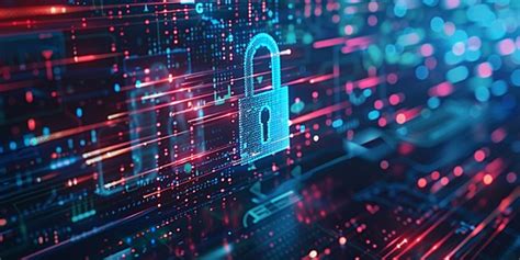 Cybersecurity Network Protection With Digital Lock In Neon Hues Background Cybersecurity