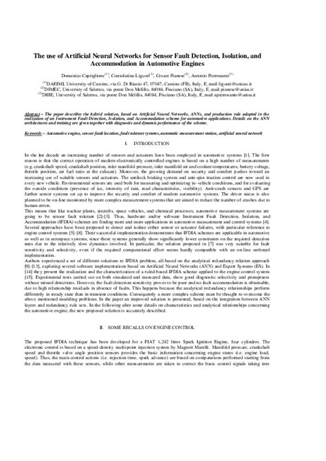 Pdf The Use Of Artificial Neural Networks For Sensor Fault Detection