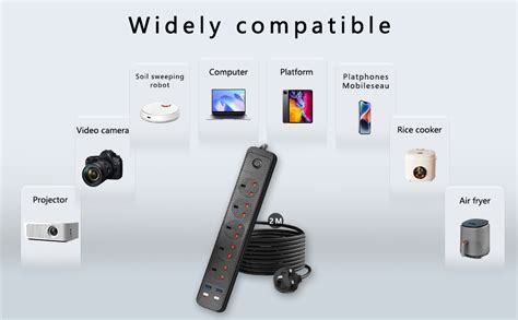 M Extension Lead With USB Slots Type C And USB Extension Cable Way Black Extension