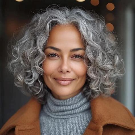 Soul Lady Wigs Loose Curly Silver Gray Salt And Pepper Color Human Hair