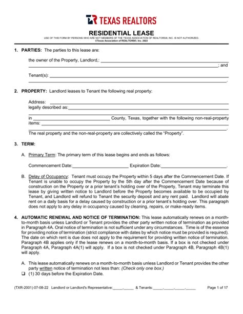 Free Texas Lease Agreement Templates 8 Pdf Word Eforms