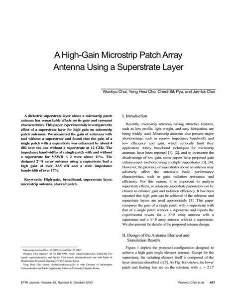 A High Gain Microstrip Patch Array Antenna Using A