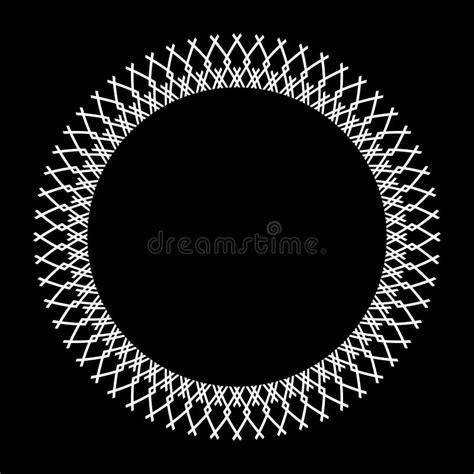 Radial Geometric White Pattern For Circle Frame On Black Background