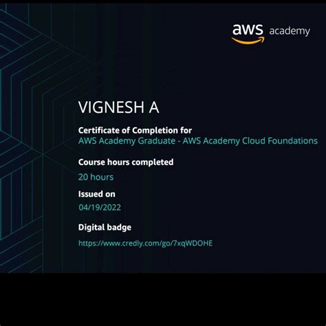 Vignesh A On Linkedin Amazonwebseries Awsacademycloudfoundation