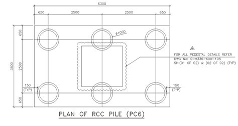 Plan Of Rcc Pile With 6 Group Details Are In This Autocad 2d Dwg Drawing File Download The 2d