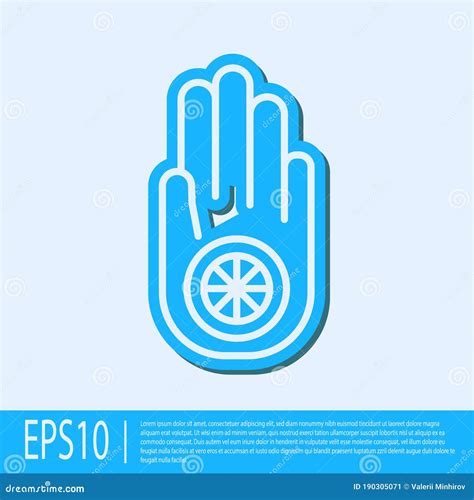 Blue Line Symbol Of Jainism Or Jain Dharma Icon Isolated On Grey