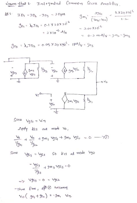 problem 1 integrated common source amplifier for the circuit in fig 1
