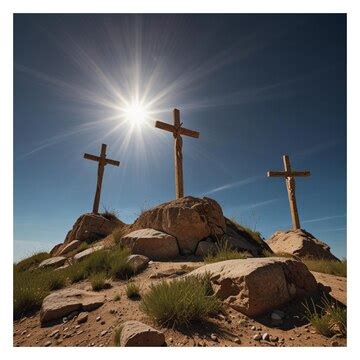 Photo Of Mount Golgotha And Three Crosses Religious Symbol Of The