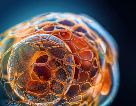 Microscopic Virus Cell Glowing Particles Premium Ai Generated Image