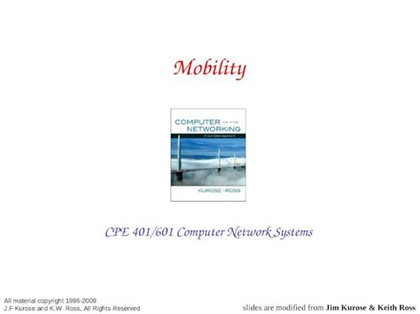 Ppt Mobility Cpe 401601 Computer Network Systems Slides Are Modified From Jim Kurose Keith