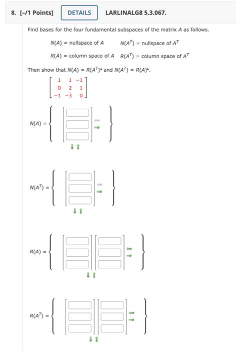 Solved Find Bases For The Four Fundamental Subspaces Of The Chegg Com