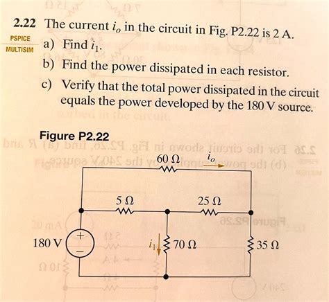 222 The Current Io In The Circuit In Fig P222 Is 2 A A Find I1 B Find The Power