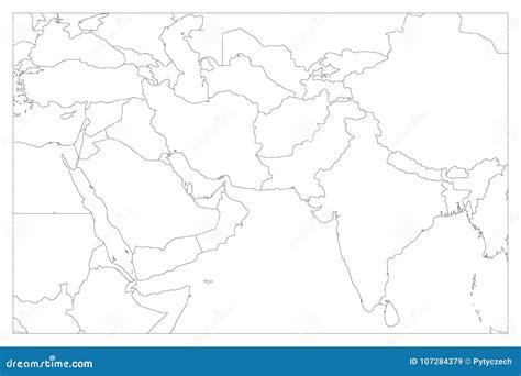 Political Map Of South Asia And Middle East Countries Simple Flat