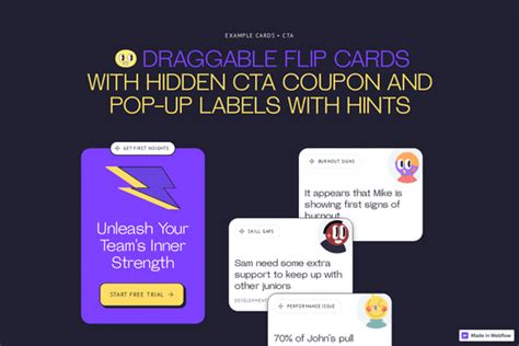 Draggable Flip Cards With Cta Webflow