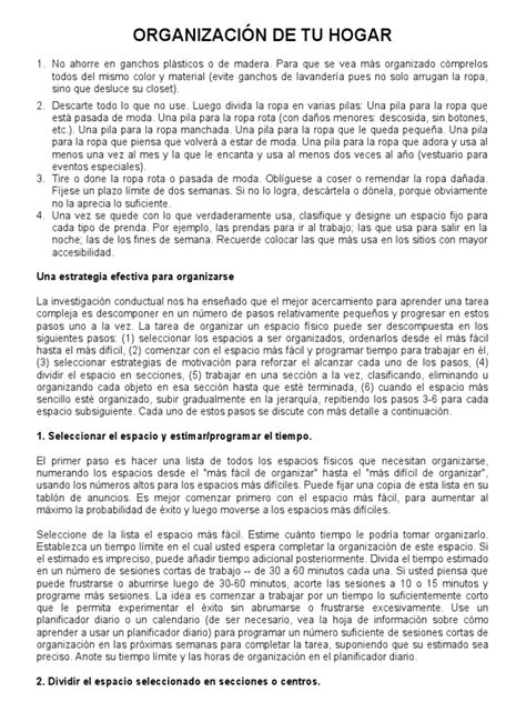 Cómo Organizar Eficazmente Tu Hogar Pdf Cocina Science